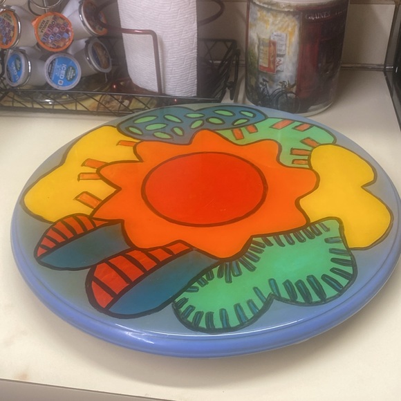 Accents | Handpainted Wooden Lazy Susan One Tier Turntable Floral ...